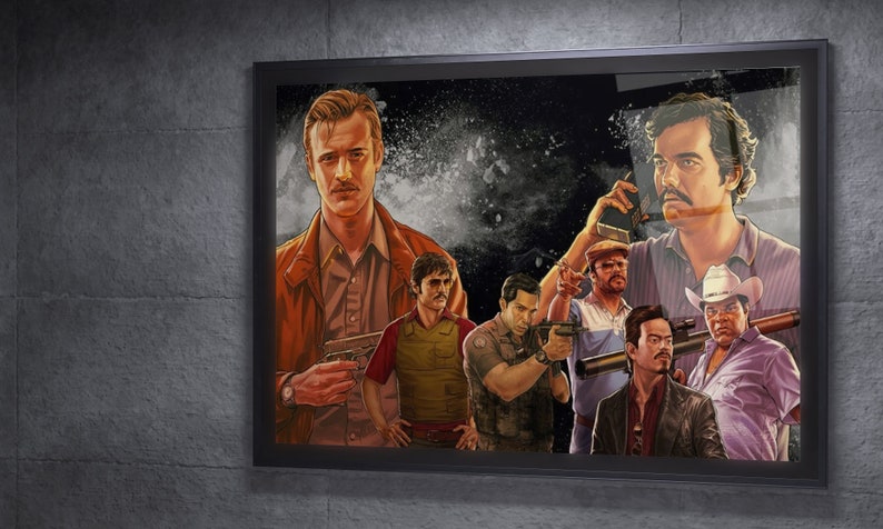 Pablo Escobar Glass Painting, Narcos Painting, Frame Option, Decoration ...