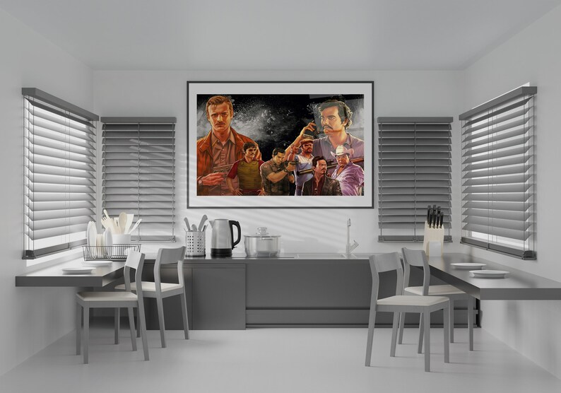 Pablo Escobar Glass Painting, Narcos Painting, Frame Option, Decoration ...