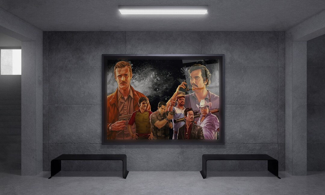 Pablo Escobar Glass Painting, Narcos Painting, Frame Option, Decoration ...