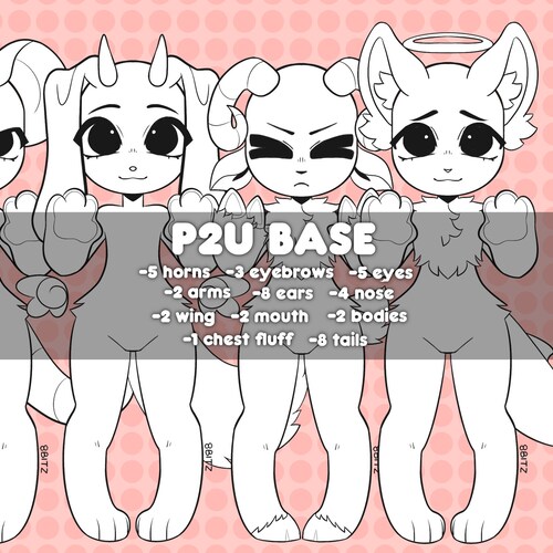 P2U Furry Lineart Base for Fursona Reference Sheet Adopts - Etsy