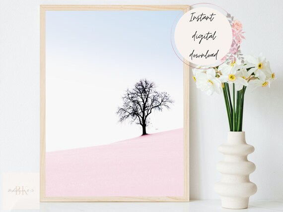Pastel Pink Tree Digital Print Tree Silhouette Print - Etsy