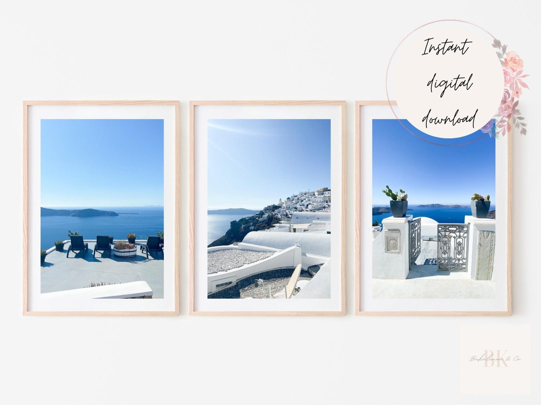 Greece Prints Set of 3 Wall Art, Santorini Prints, Santorini Gallery ...
