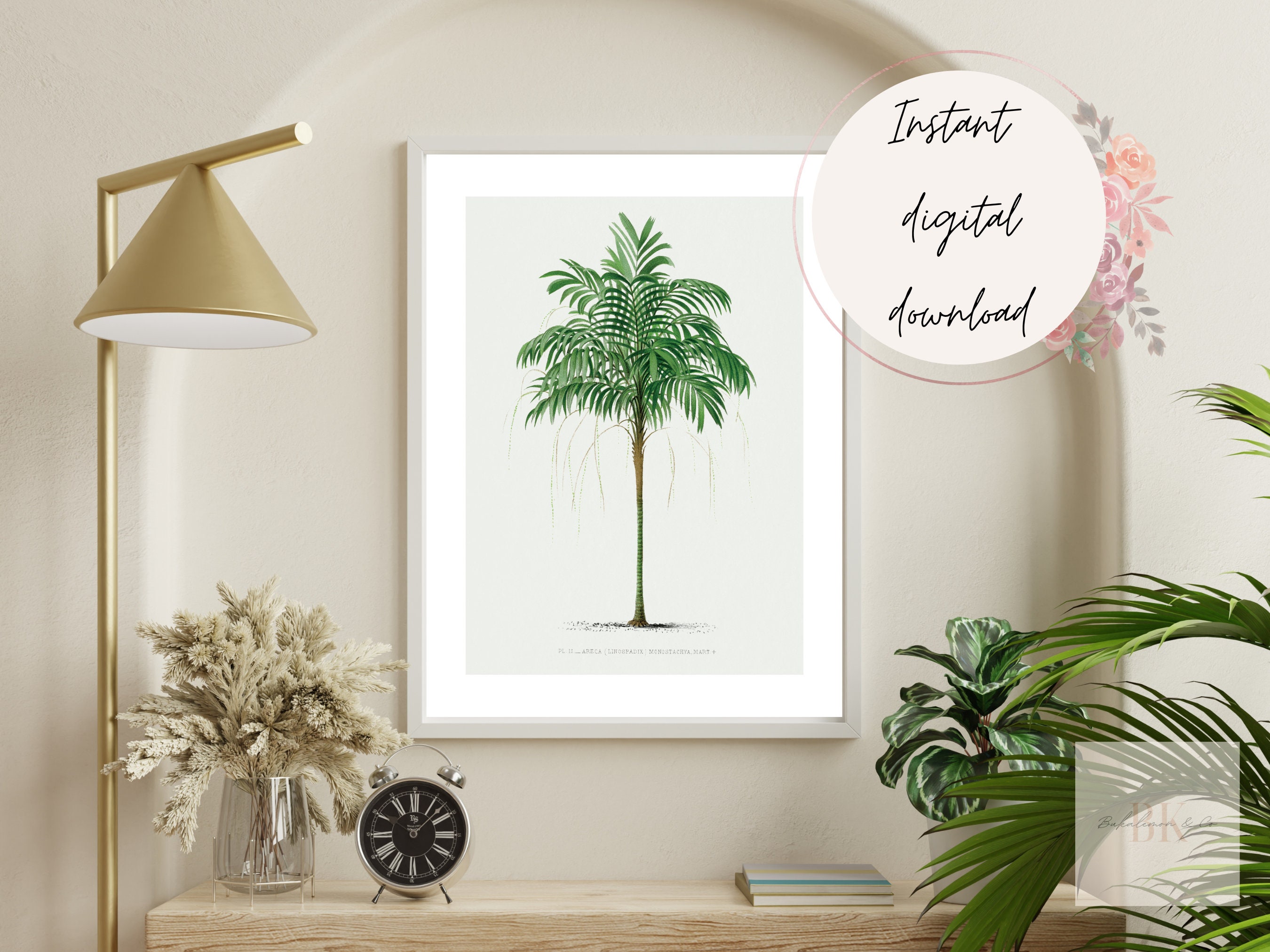 Vintage Botanical Palm Tree Digital Print, Palm Tree Gallery Wall Set ...