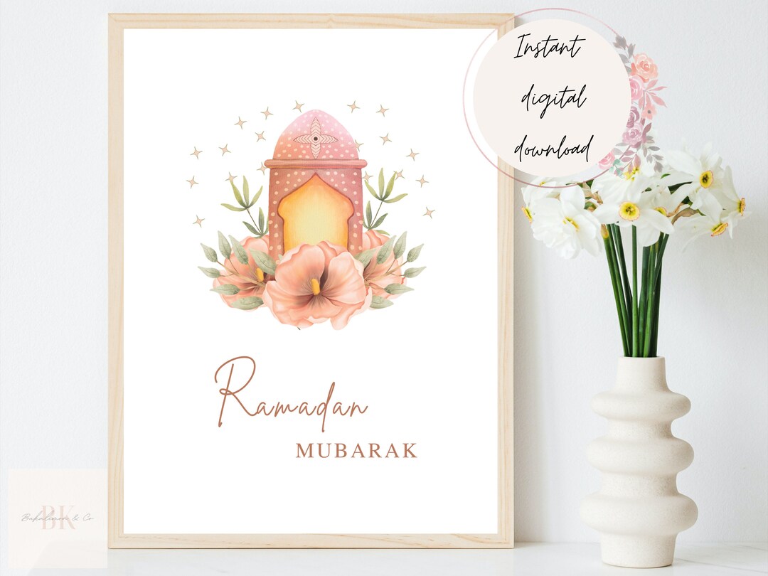 Ramadan Mubarak 2023 Printable Art Sign, Islamic Digital Wall Art ...