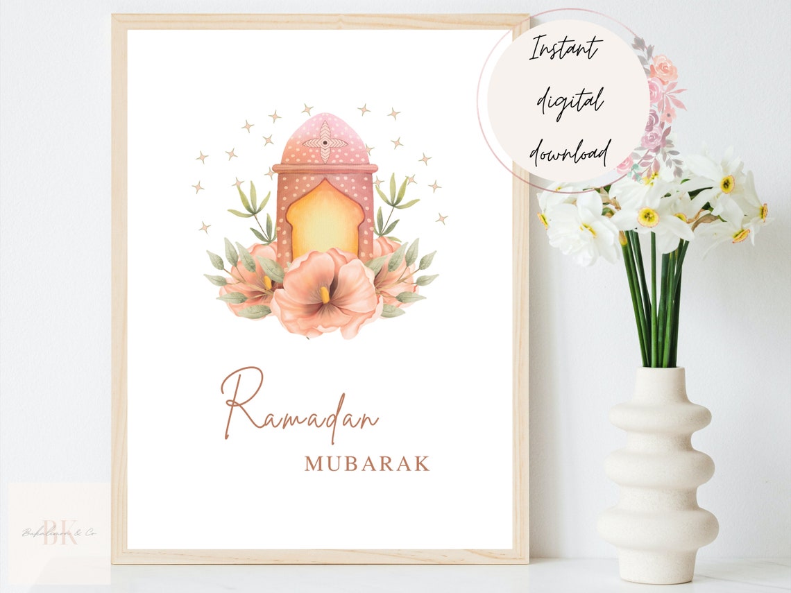 Ramadan Mubarak 2023 Printable Art Sign, Islamic Digital Wall Art ...