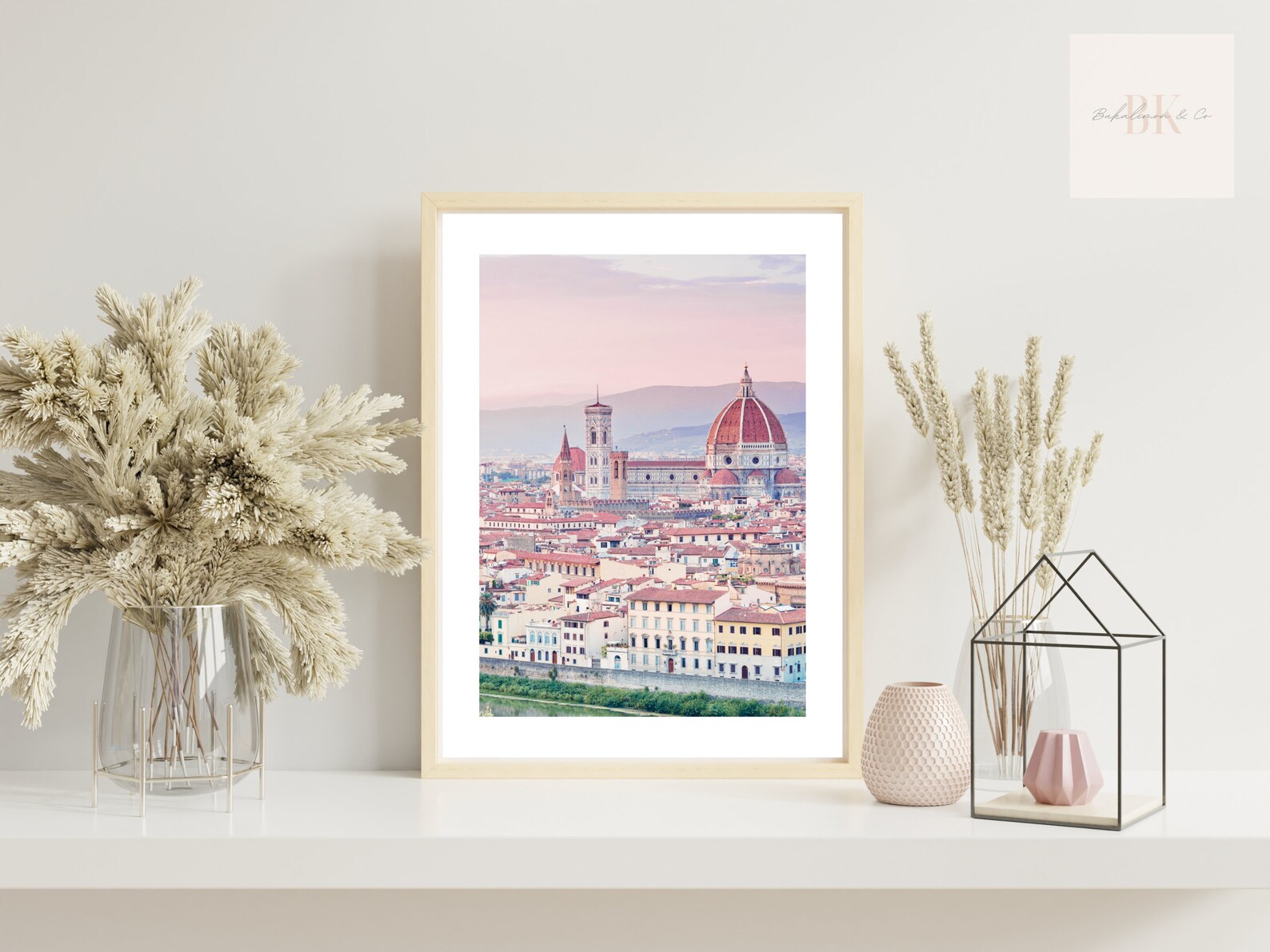 Florence Travel Print, Florence City View Art, Florence Poster, Pink ...