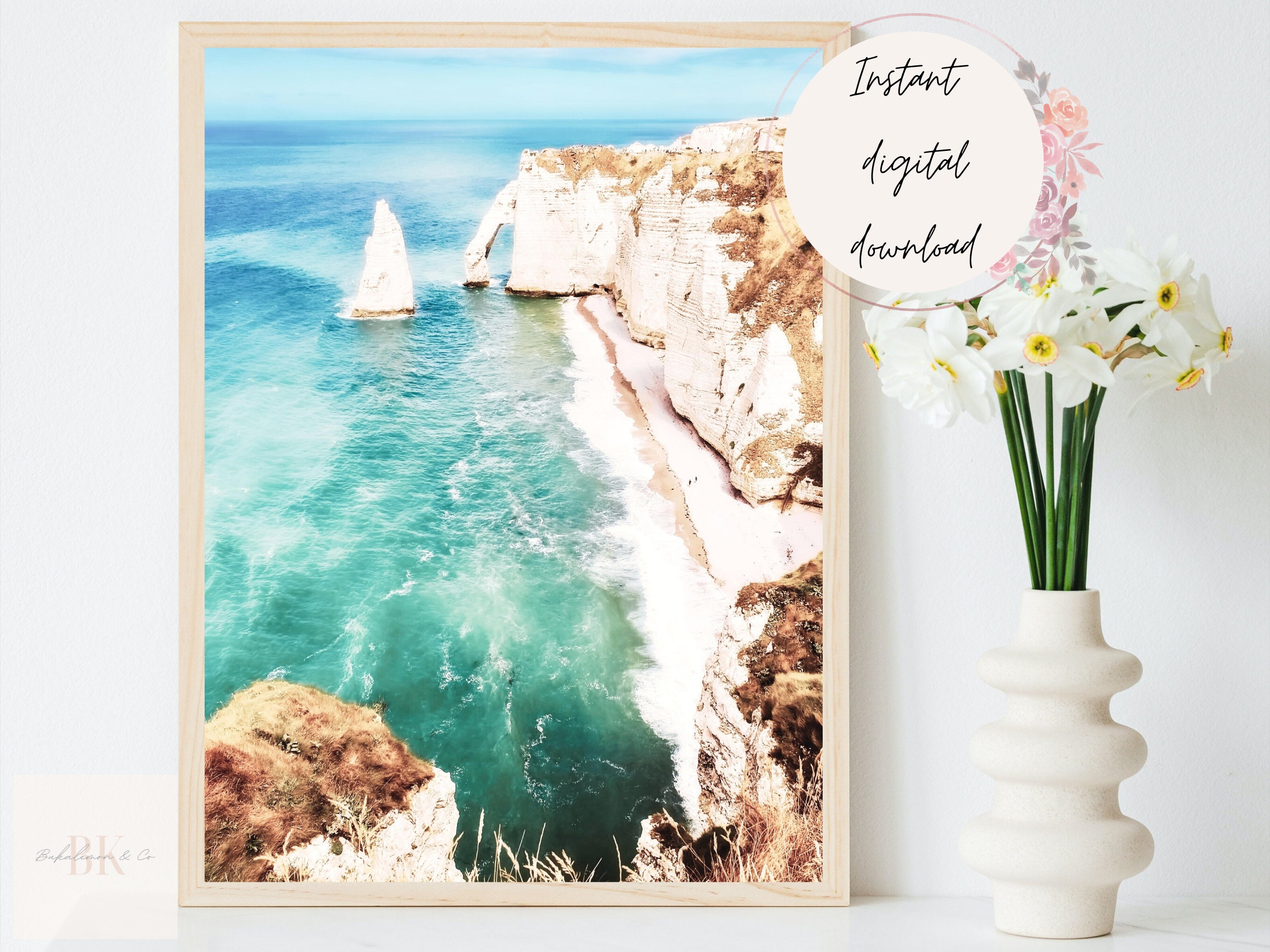 PRINTABLE Green Coastal Wall Art, France Coast Print, Digital Coastal ...