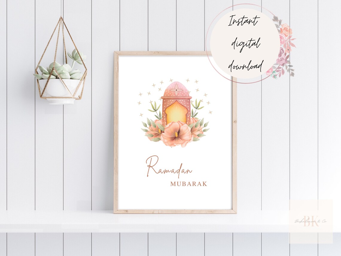 Ramadan Mubarak 2023 Printable Art Sign, Islamic Digital Wall Art ...