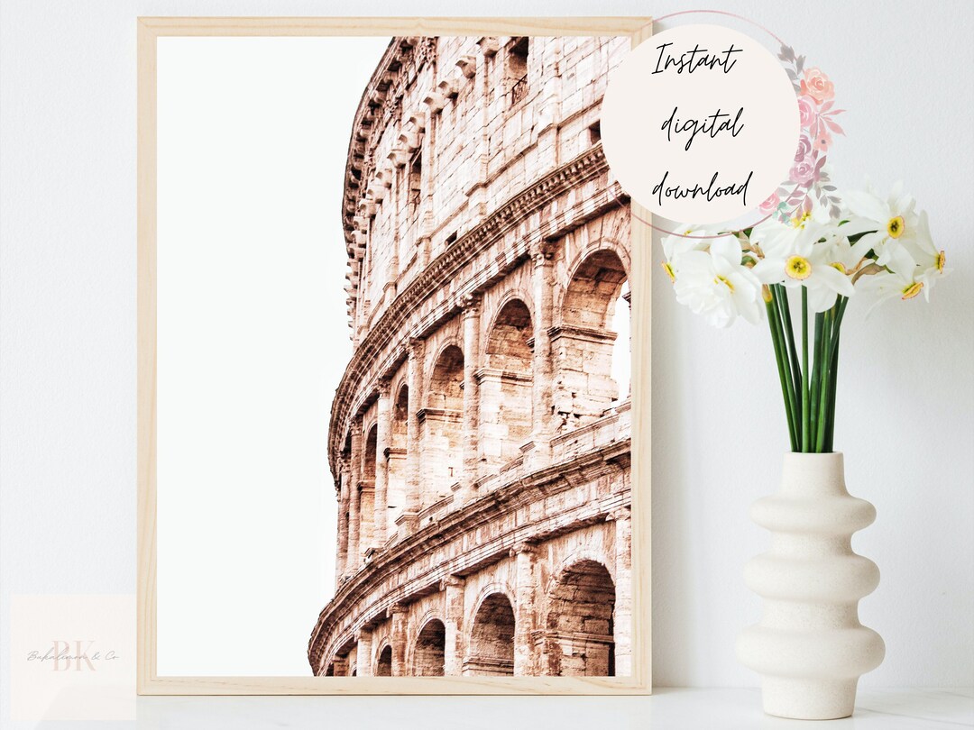 Colosseum Rome Italy Digital Wall Art, Neutral Tones Print, Digital ...