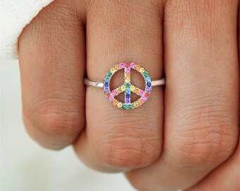 Peace Sign Ring - Etsy