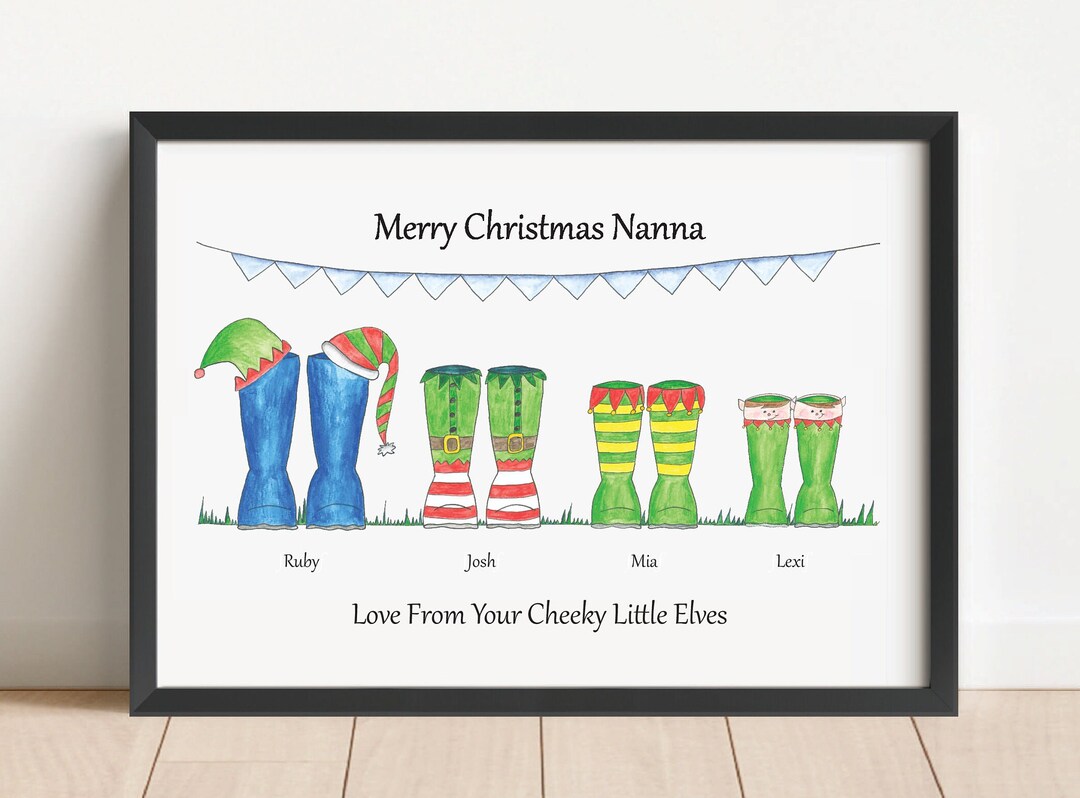 Christmas Welly Boot Print, Custom Wellie Family Gift, Personalised ...