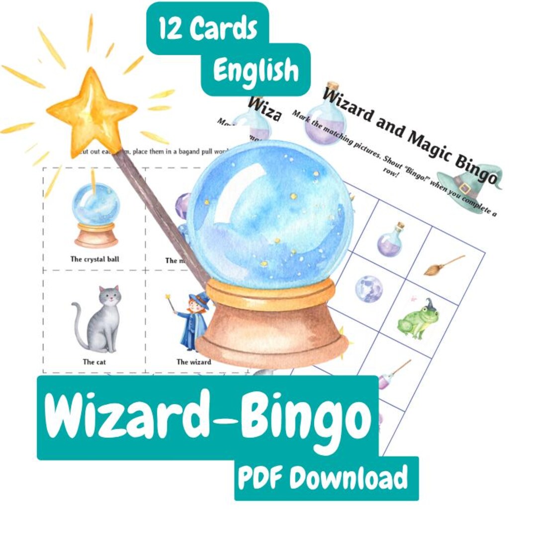 Wizard Bingo 12 Printable Cards in English - Etsy