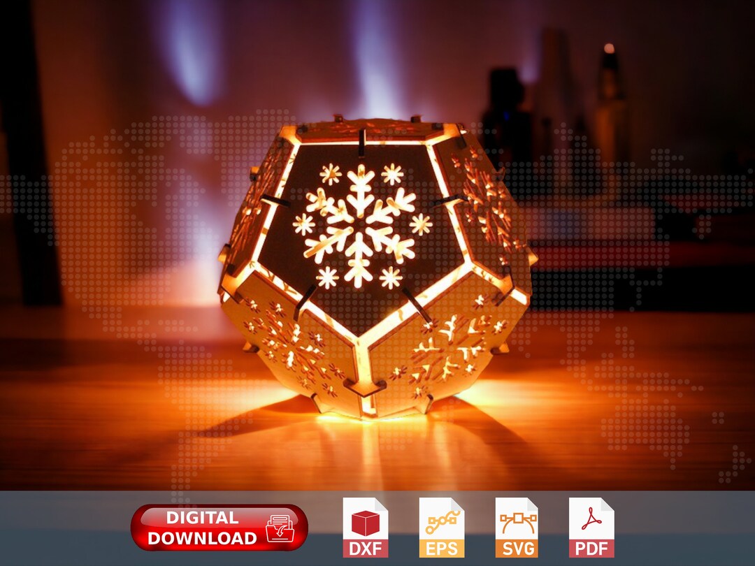 Snowflake Night Light, Laser Cut Digital Download (svg, Eps, Dxf, Pdf ...