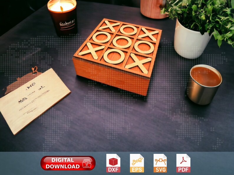 XOX Tic Tac Toe Game Wooden Box, Board Games Gift for Family, Kids ...