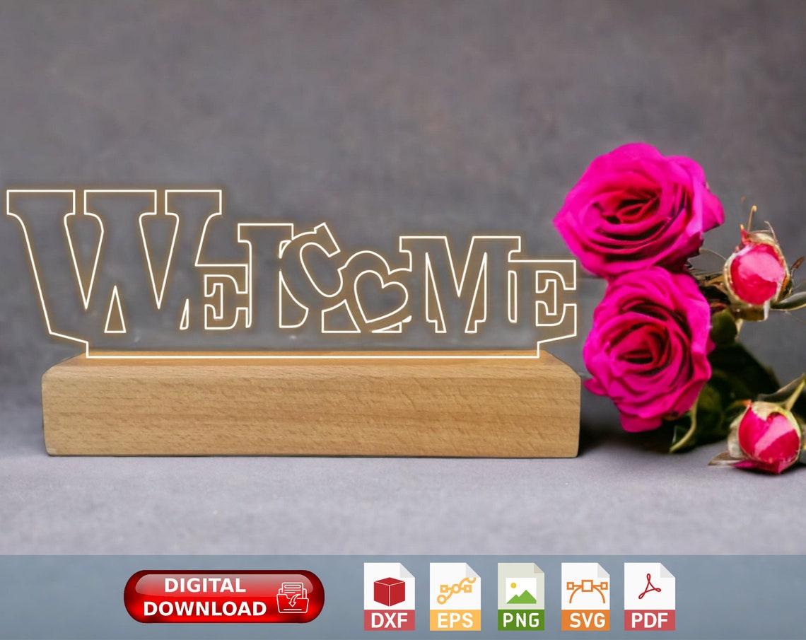 Welcome LED Sign Desk Light Night, for Office, Hotel, Reception, Front ...