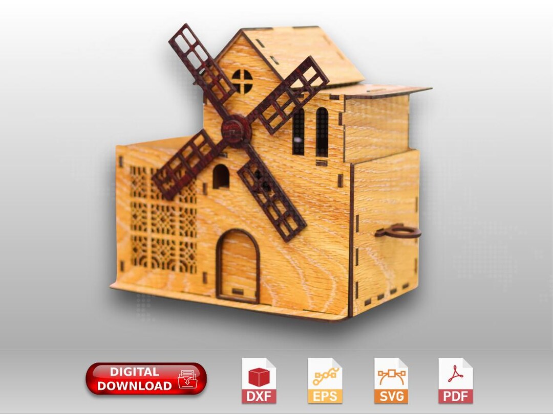 Windmill Shape Pen Holder With Drawer Stationary Desktop Pencil Desk ...