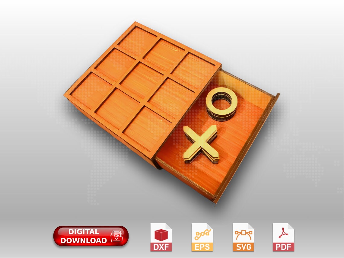 XOX Tic Tac Toe Game Wooden Box, Board Games Gift for Family, Kids ...