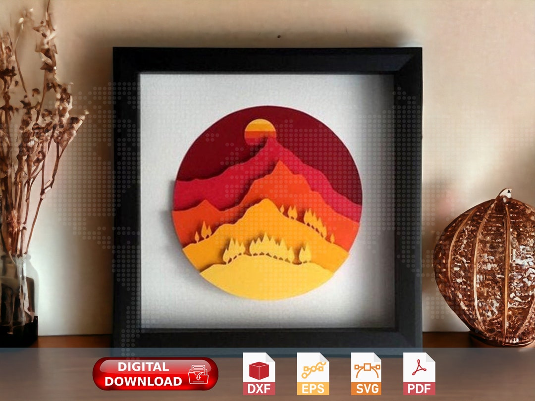 Layered Mountain Scene, Laser Cut (svg, Dxf, Eps, Pdf) (digital ...