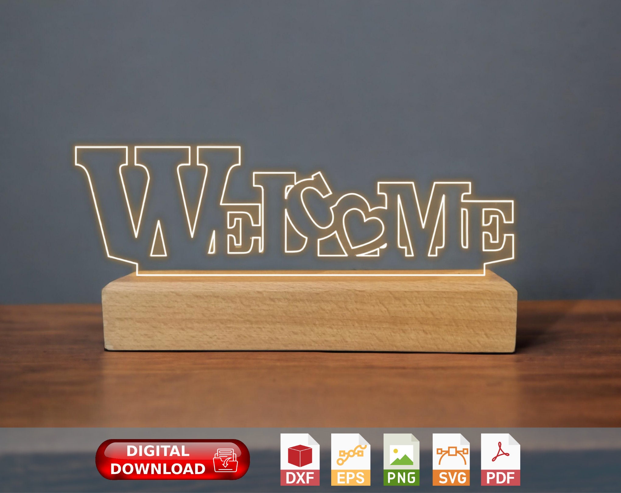Welcome LED Sign Desk Light Night, for Office, Hotel, Reception, Front ...