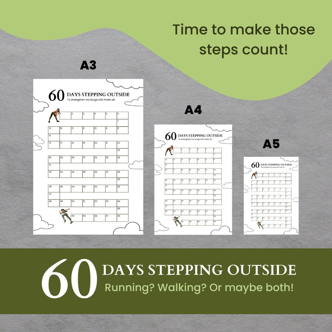 Walking and Running Tracker - Health Journal - Workout Planner - 60 Day ...