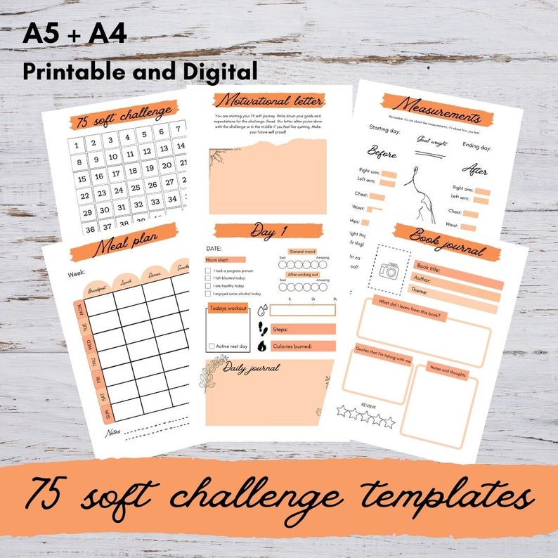 75 Soft Challenge Tracker Printable Habit Tracker 75 Soft Tracker ...