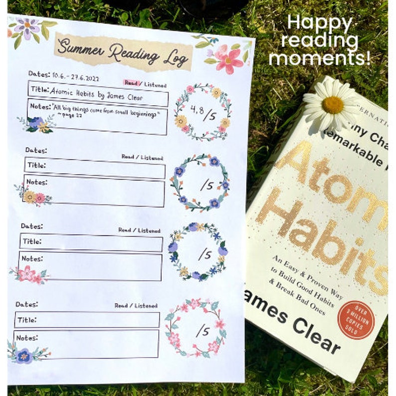 Summer Book Reading Log | Printable Report Sheet | Challenge Journal ...