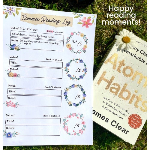 Summer Book Reading Log | Printable Report Sheet | Challenge Journal ...