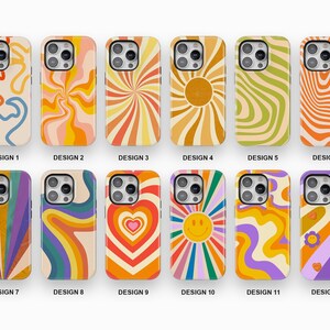 Retro Groovy Swirls iPhone Case, iPhone 15 14 Plus Case, iPhone 13 12 11 Pro Max Case, iPhone X ...