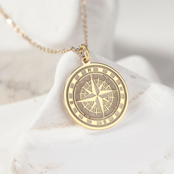 Gold Compass Pendant - Etsy