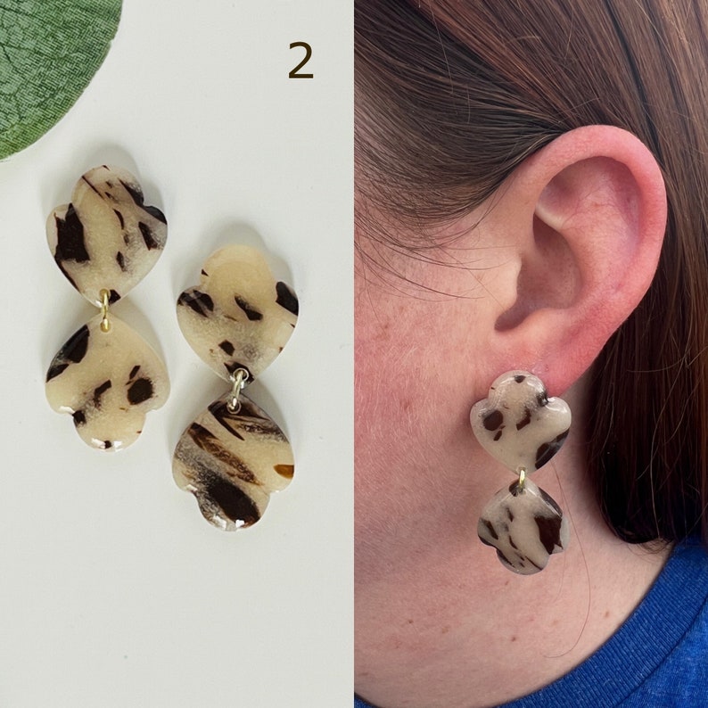 White Tortoise Shell Polymer Clay Earrings - Etsy