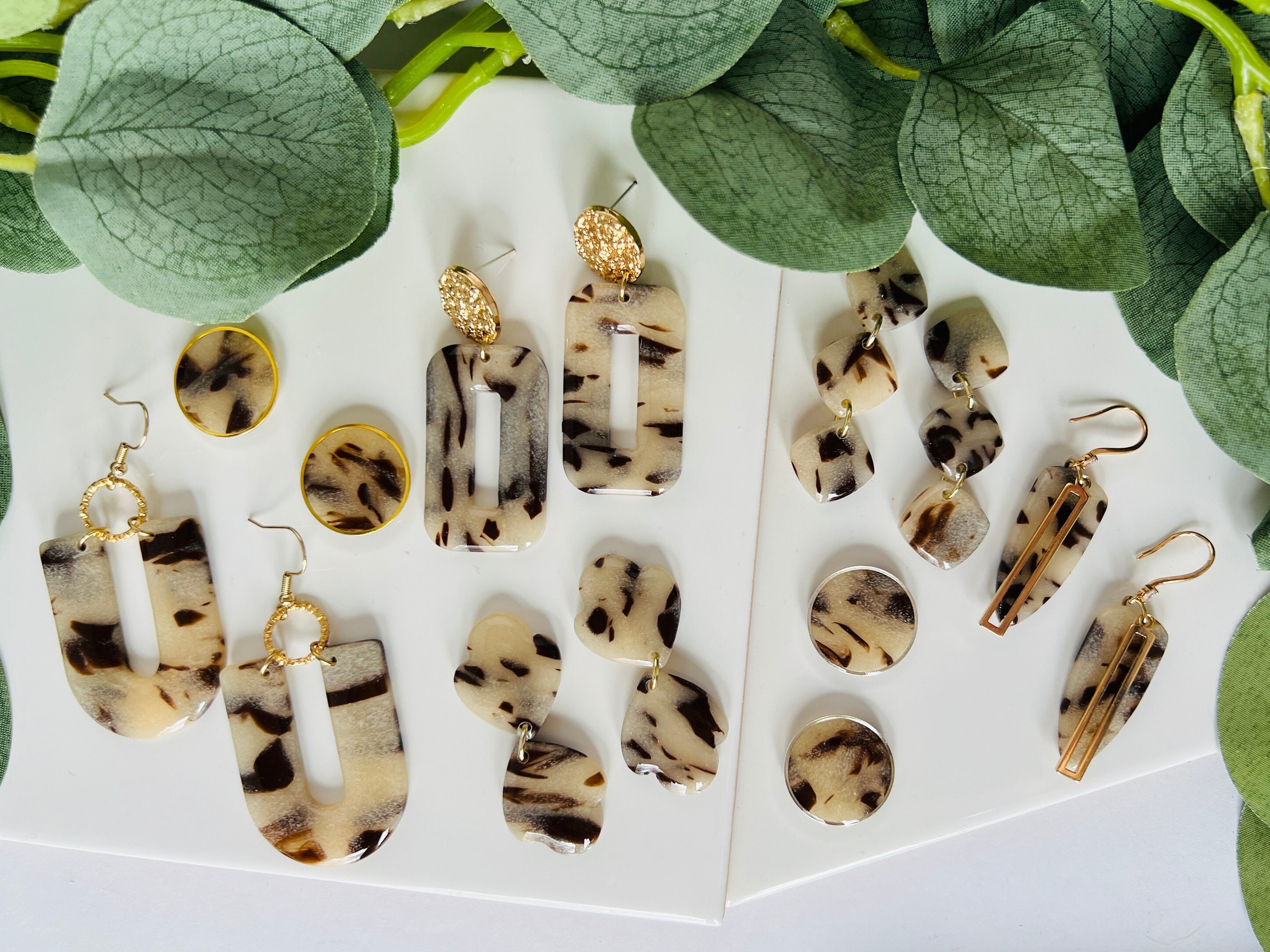 White Tortoise Shell Polymer Clay Earrings - Etsy