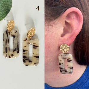 White Tortoise Shell Polymer Clay Earrings - Etsy