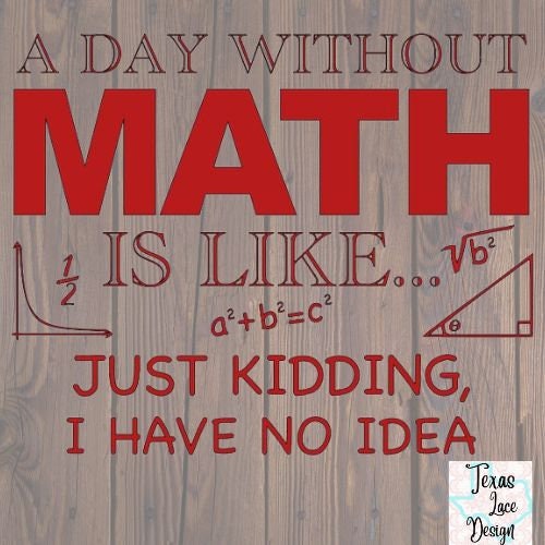 A Day Without MATH is Like... Just Kidding I Have No Idea (red) - Etsy