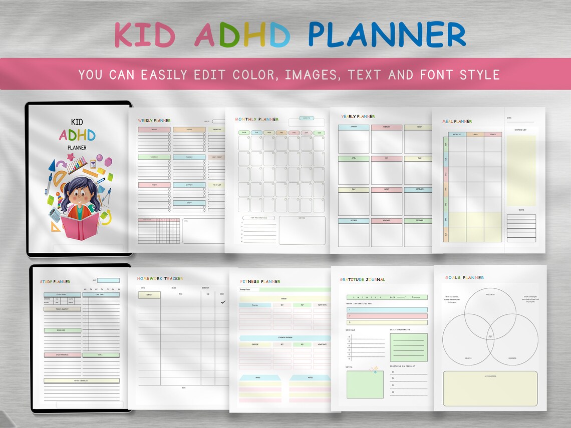 Printable ADHD Planner and Journal for Kids Preschool and Kindergarten ...