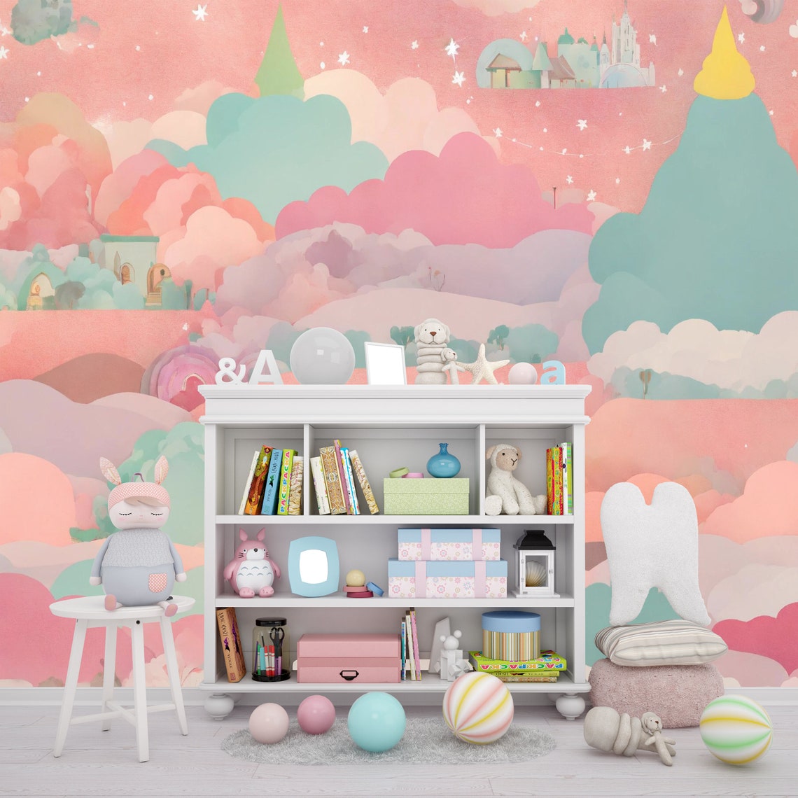 Colorful Fun Wallpaper for Kids Nursery & Playroom Decor Accent Wall ...