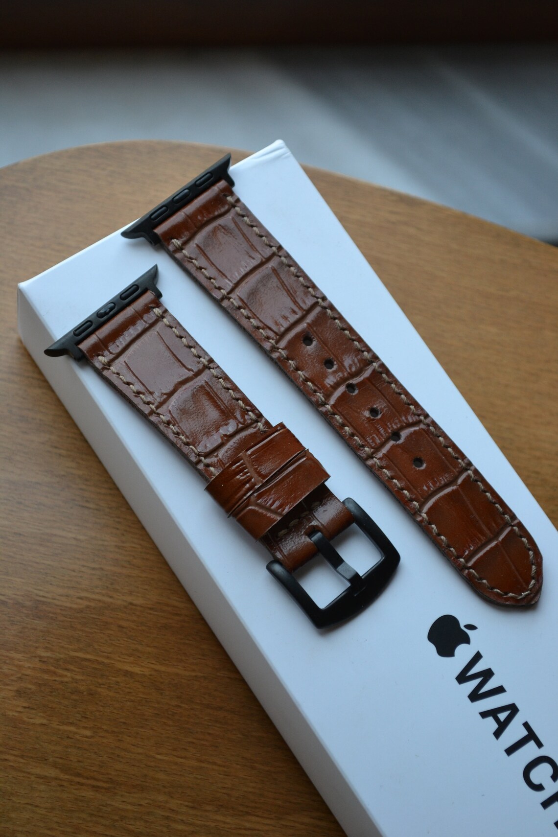 Croco Embossed Leather Apple Watch Band / 38,40,41mm, 42,44,45mm ...
