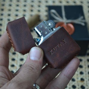 Personalized Leather Zippo Case, Leather Zippo Cover, Unique Gift for ...