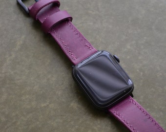Purple Leather Watch Band - Etsy