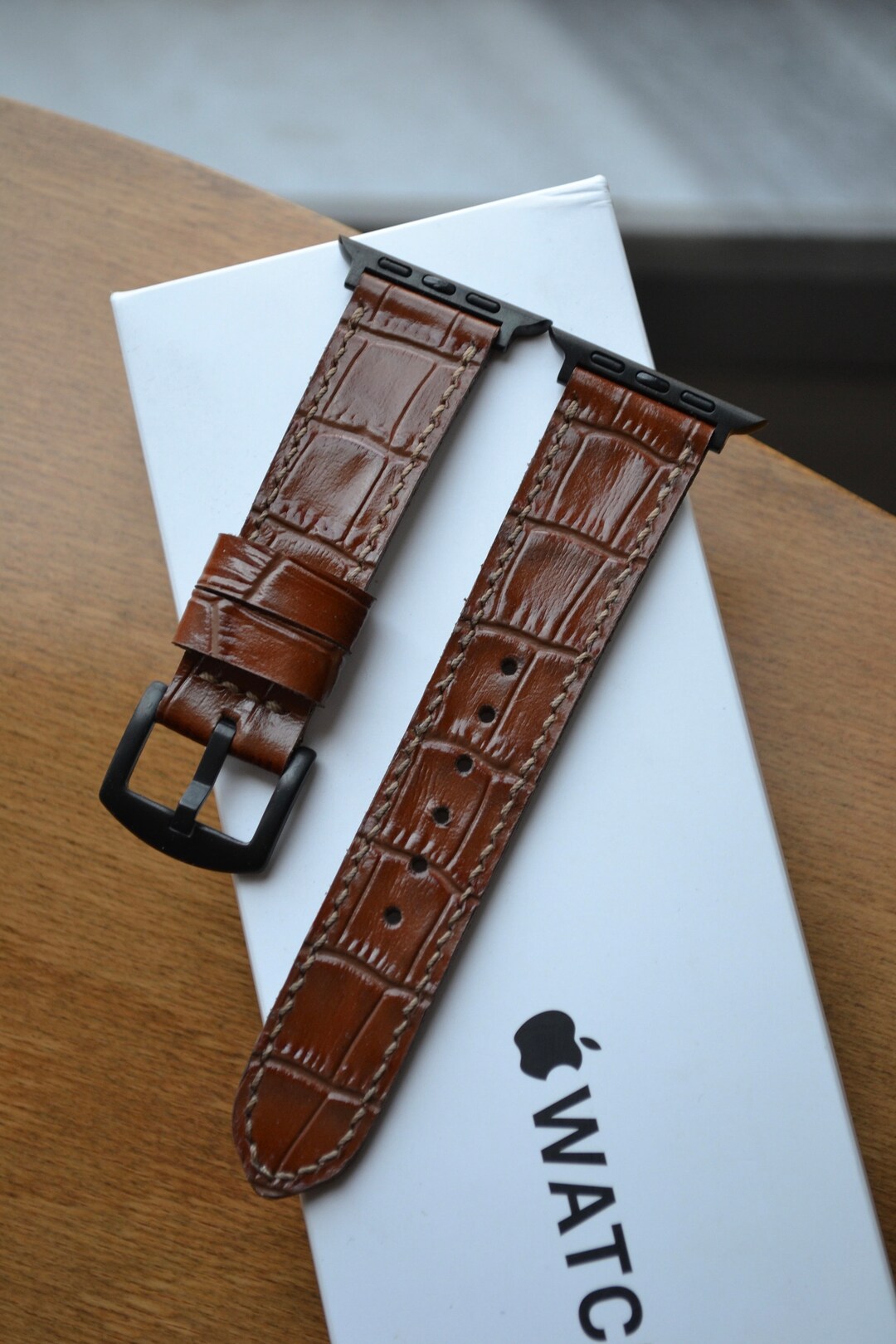 Croco Embossed Leather Apple Watch Band / 38,40,41mm, 42,44,45mm ...