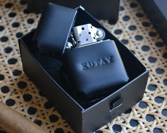 Personalized Leather Zippo Case, Leather Zippo Cover, Unique Gift for ...