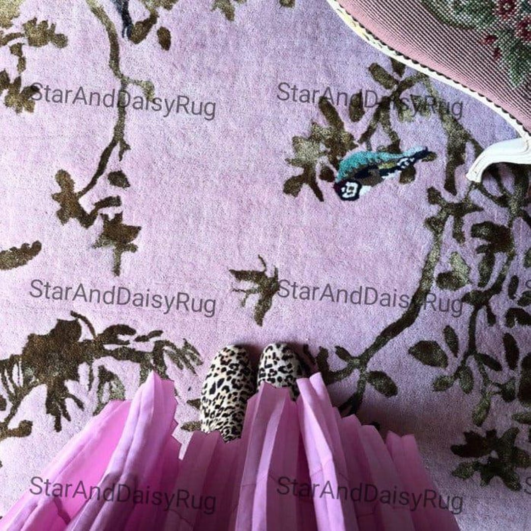 Secret Garden Lotus Pink Hand Tufted Rug Hand Tuft Wool and Tencel Silk ...
