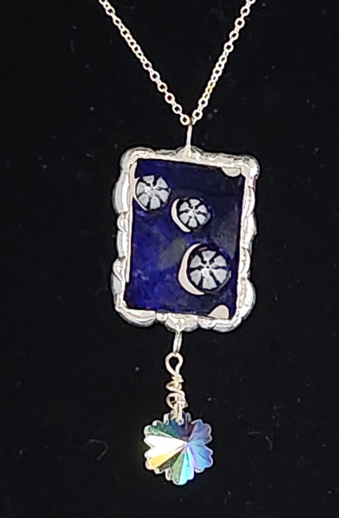 Winter Snowflake Fused Glass Cobalt Blue Pendant Necklace - Etsy