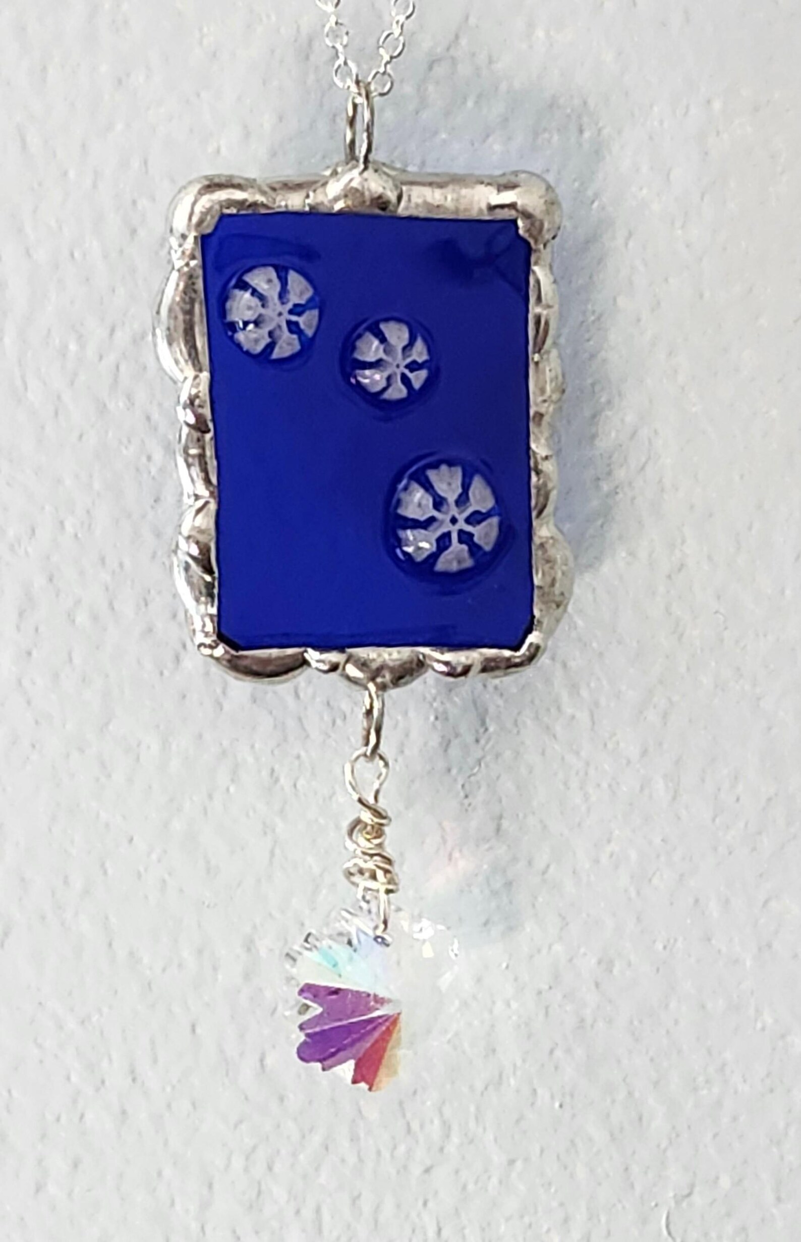 Winter Snowflake Fused Glass Cobalt Blue Pendant Necklace - Etsy