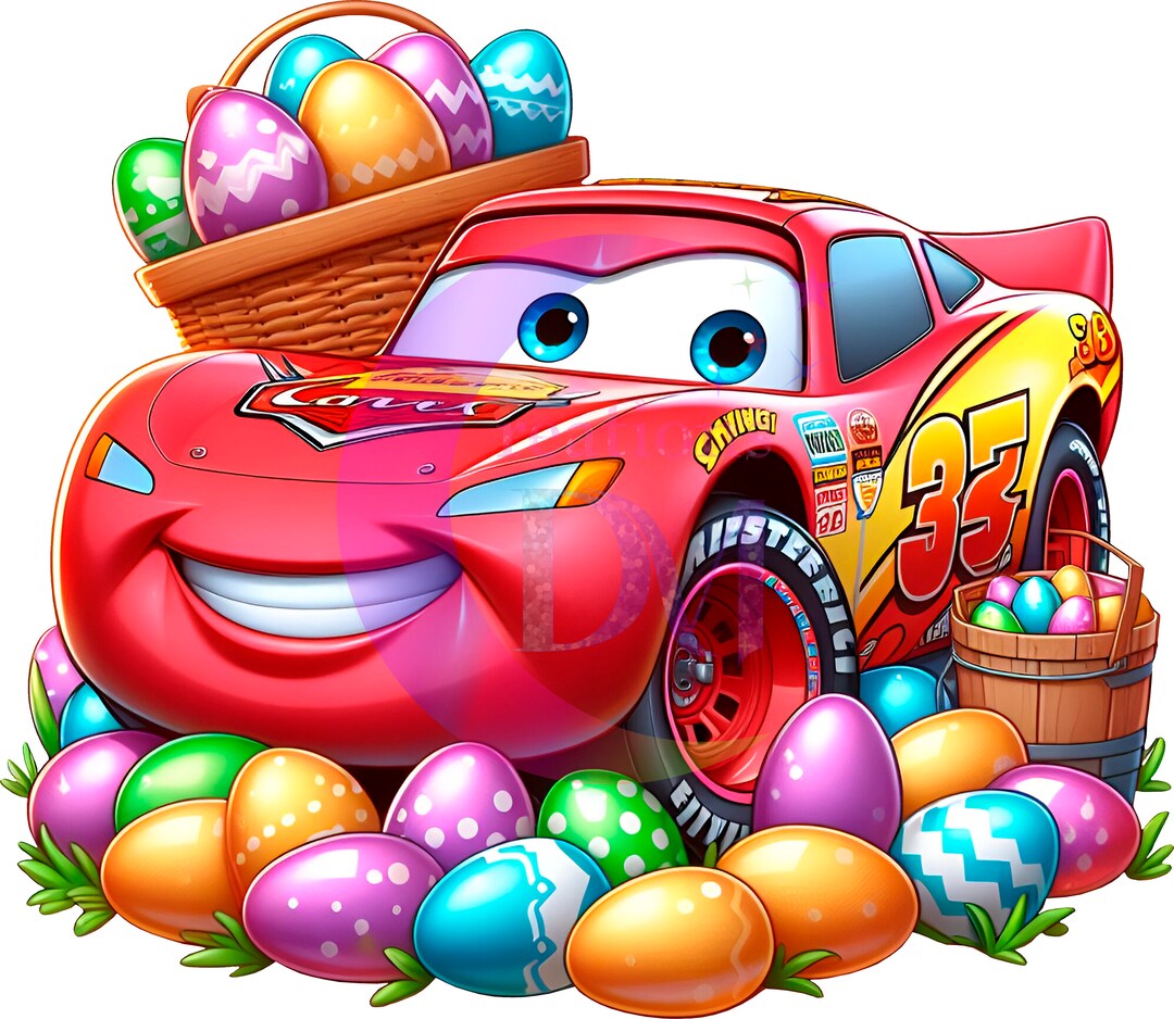 Easter Lighting Mcqueen Cars Eggs Design DTF - Etsy