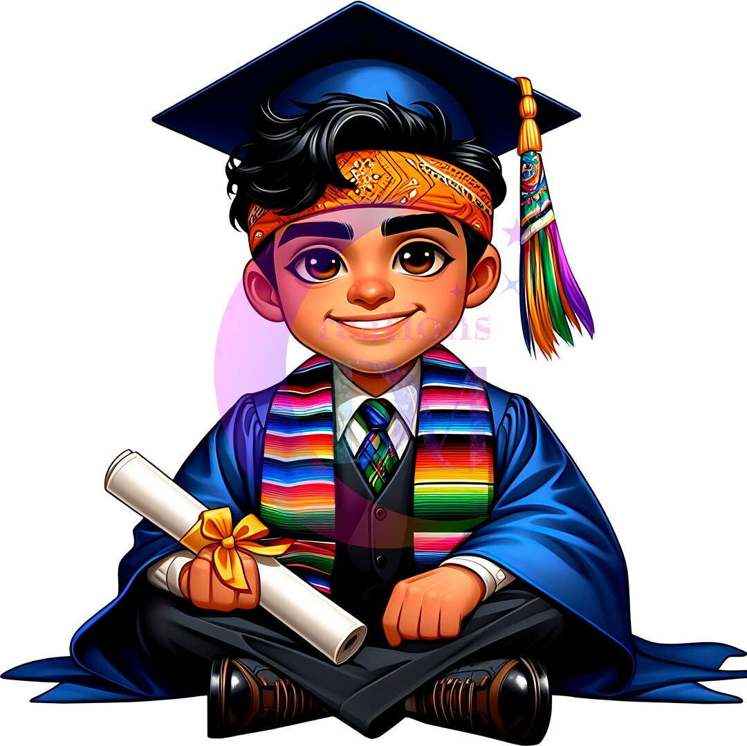 Graduation DTF Chicano/el Graduado in Blue With Orange Bandana - Etsy