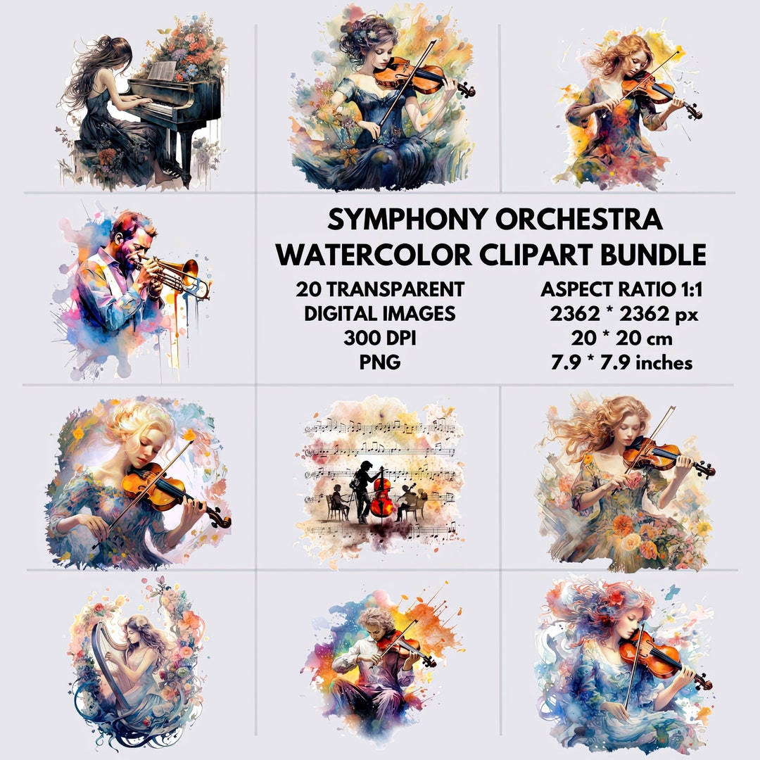 Music Instrument Print Decor Music Clipart Png Orchestra - Etsy