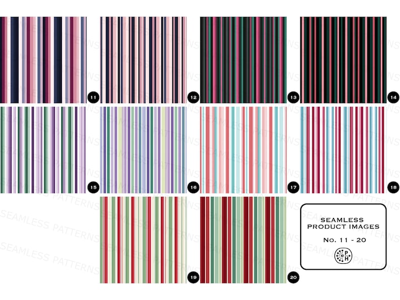 Vertical Stripes Seamless Pattern Bundle, 20 Vintage Pastel Color ...