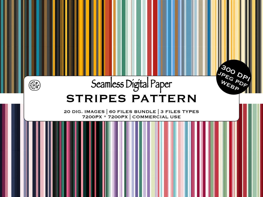 Vertical Stripes Seamless Pattern Bundle, 20 Vintage Pastel Color ...