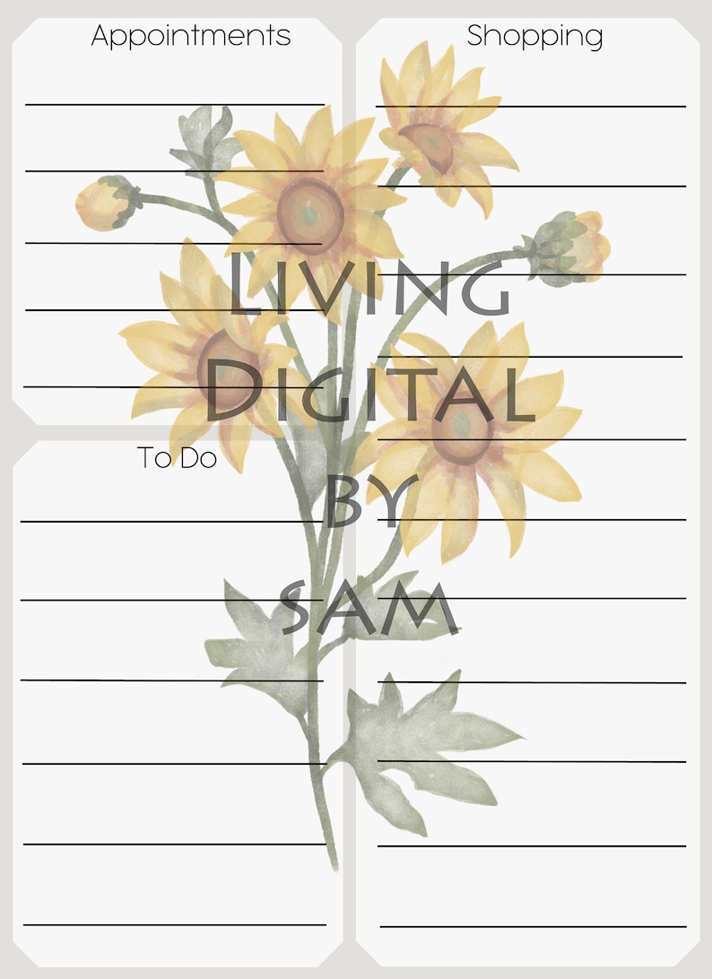 Printable Sunflower Notepad - Etsy