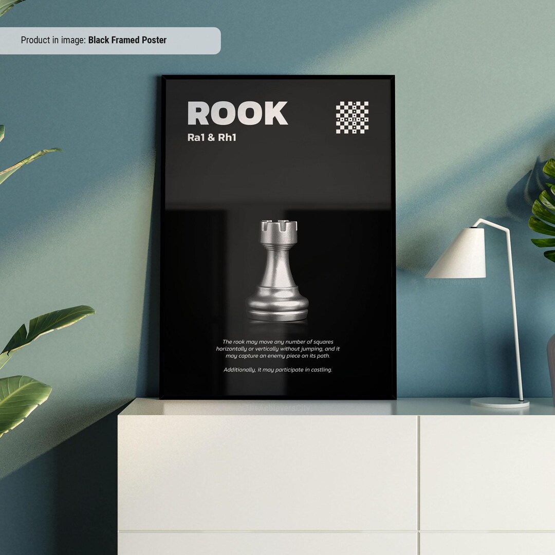 Chess Rook Art Print – Black and White Chessboard Piece Poster - Etsy